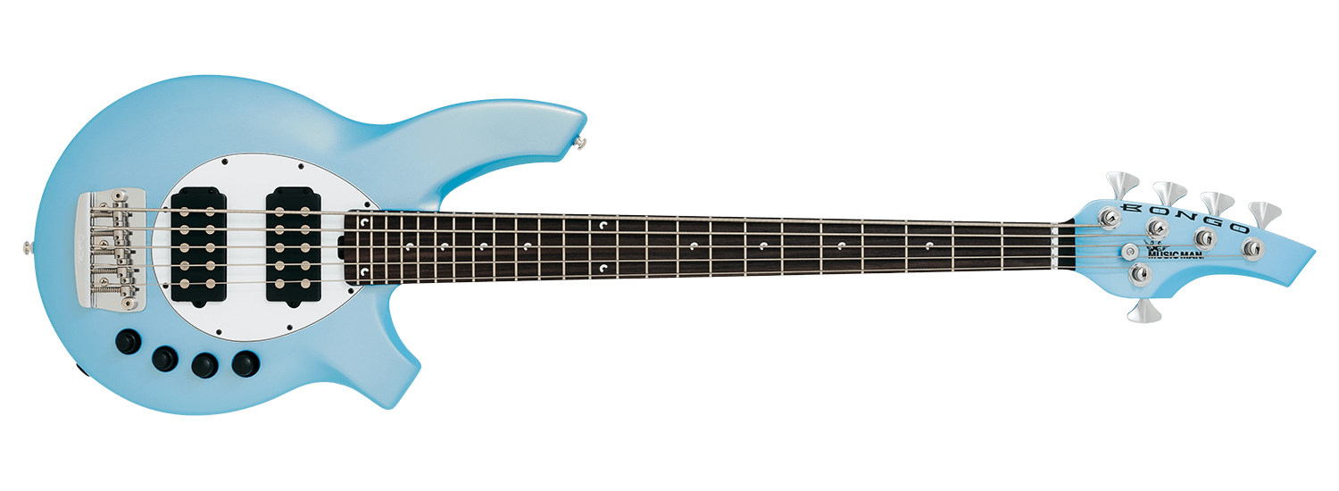 Music Man Bongo 5 HH - Sky Blue - Pau Ferro Unlined Fretless - White ...